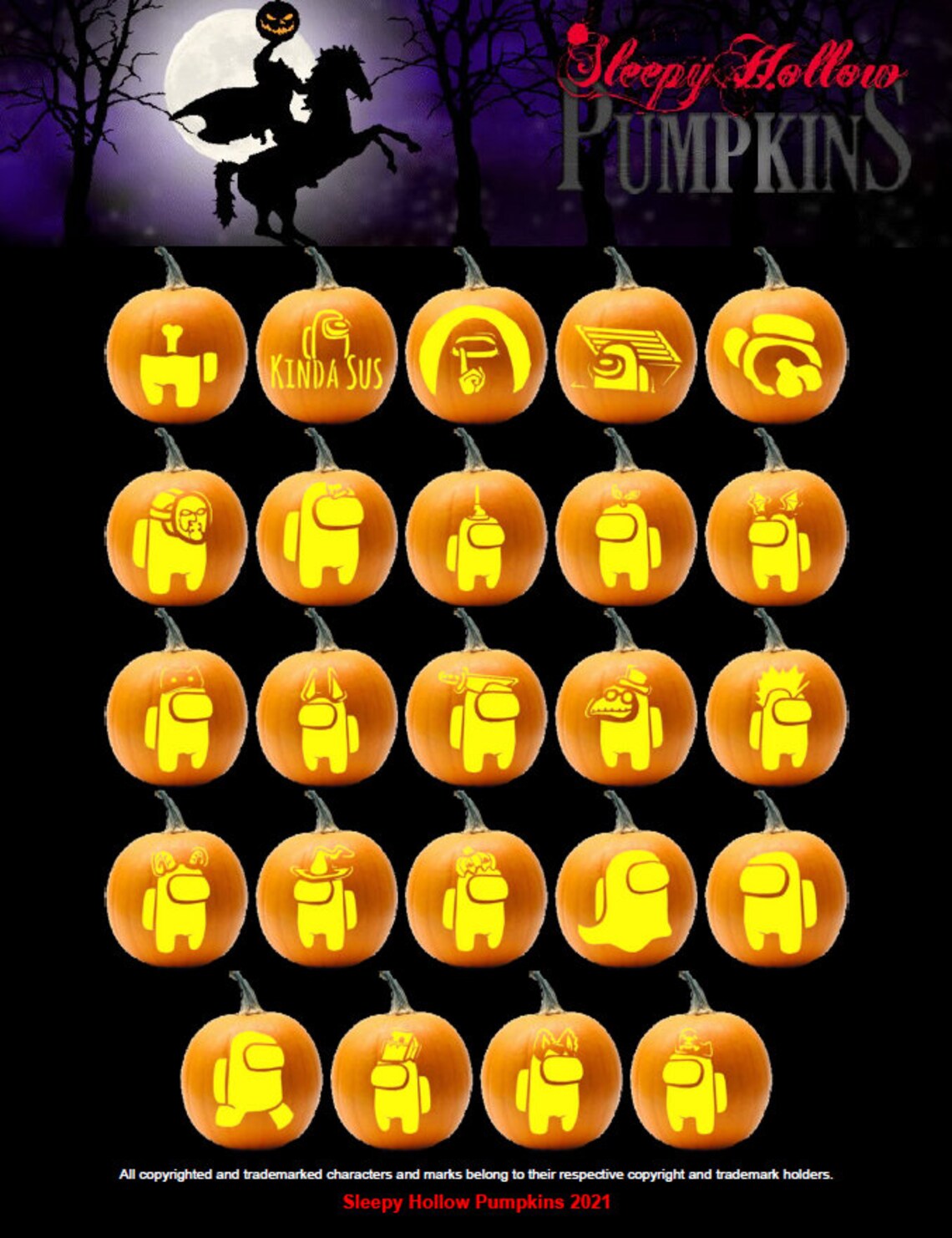 Among Us Pumpkin Carving Patterns - Printable PDF - Etsy