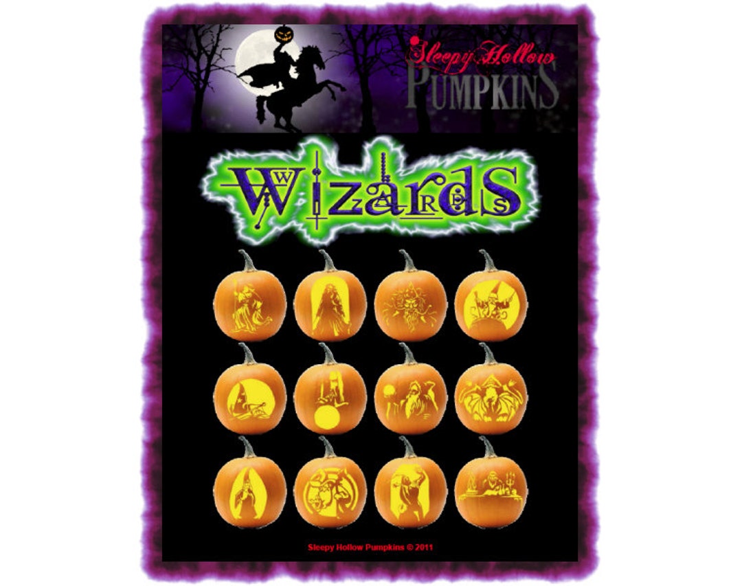 Wizard Pumpkin Carving Patterns - Printable PDF - Etsy