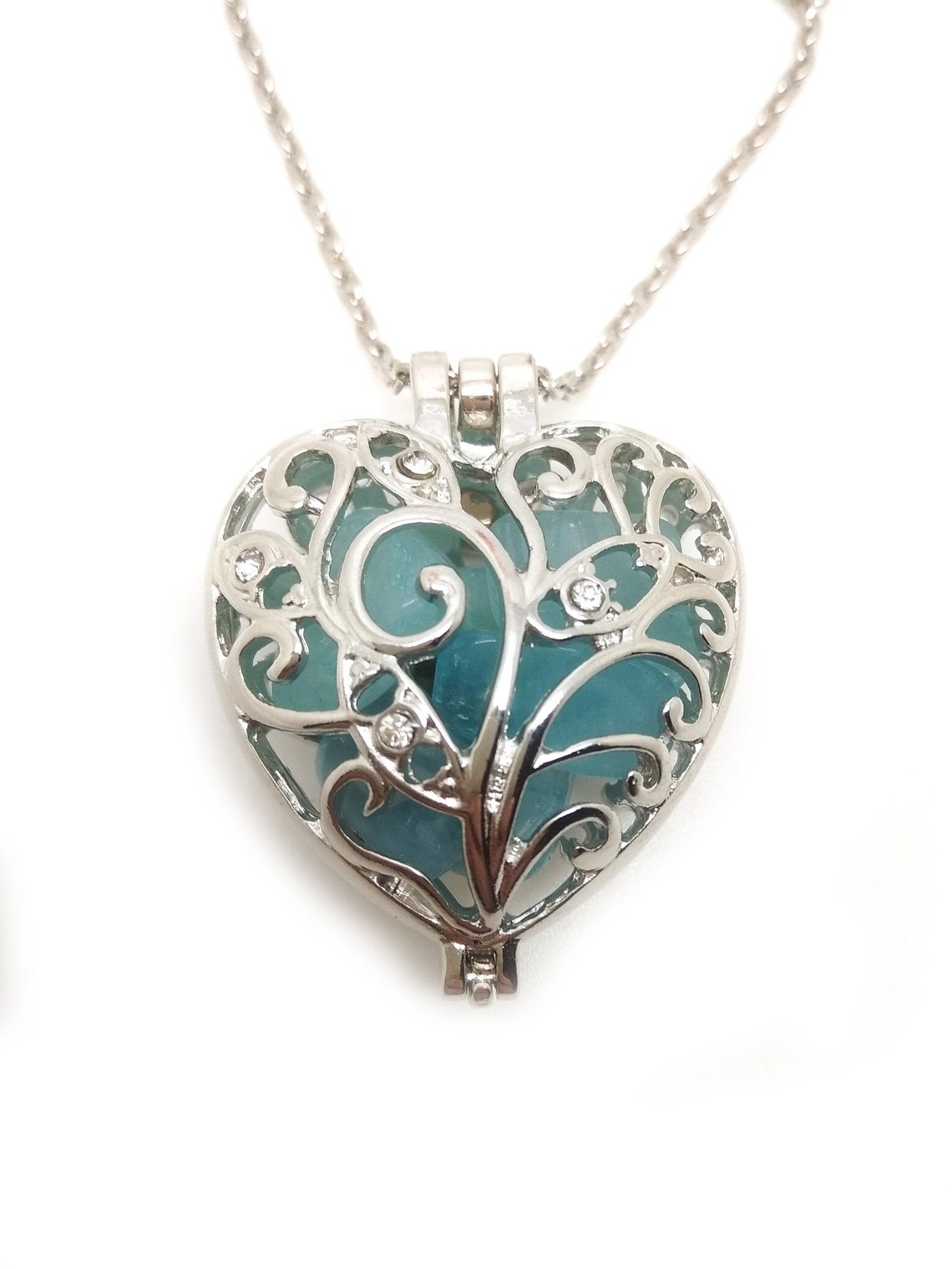 Aquamarine Talisman Amulet - Locket Necklace - Gemstone Medallion ...