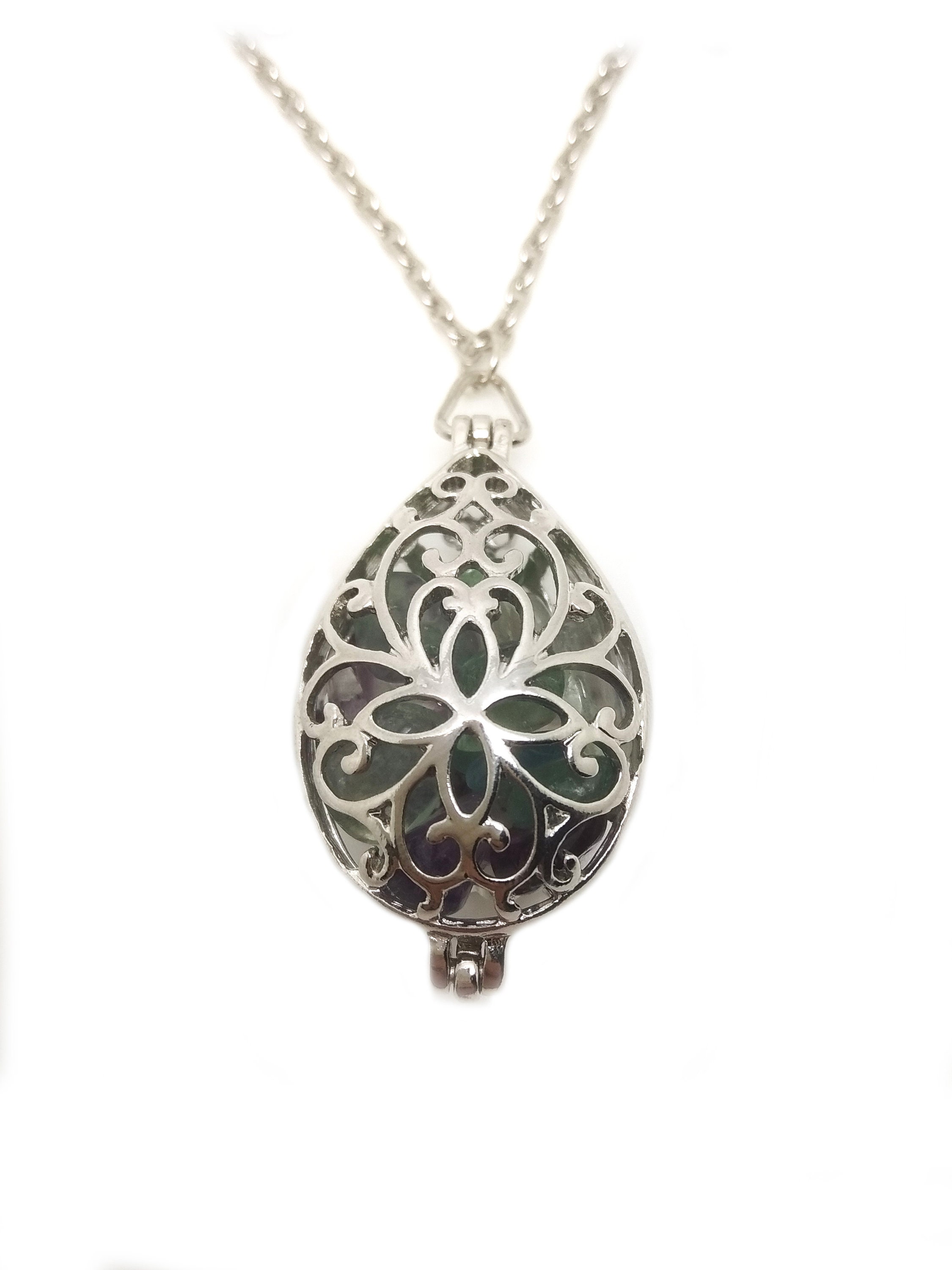 Fluorite Talisman Amulet Locket Necklace Gemstone Medallion Necklace ...