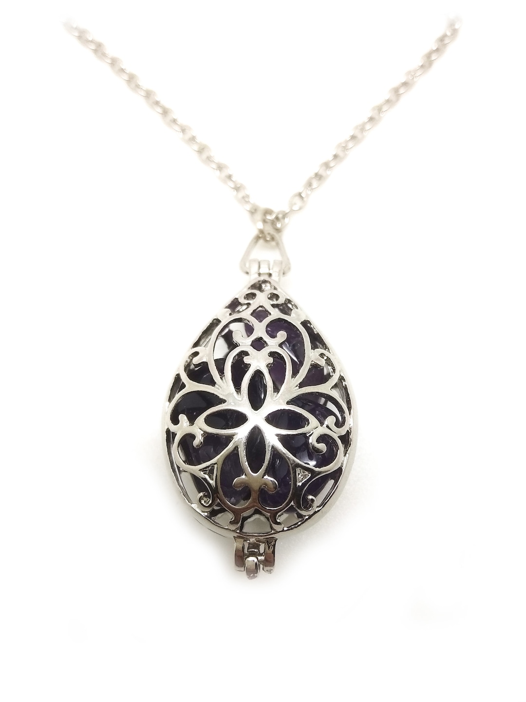 Amethyst Talisman Amulet - Locket Necklace - Gemstone Medallion ...