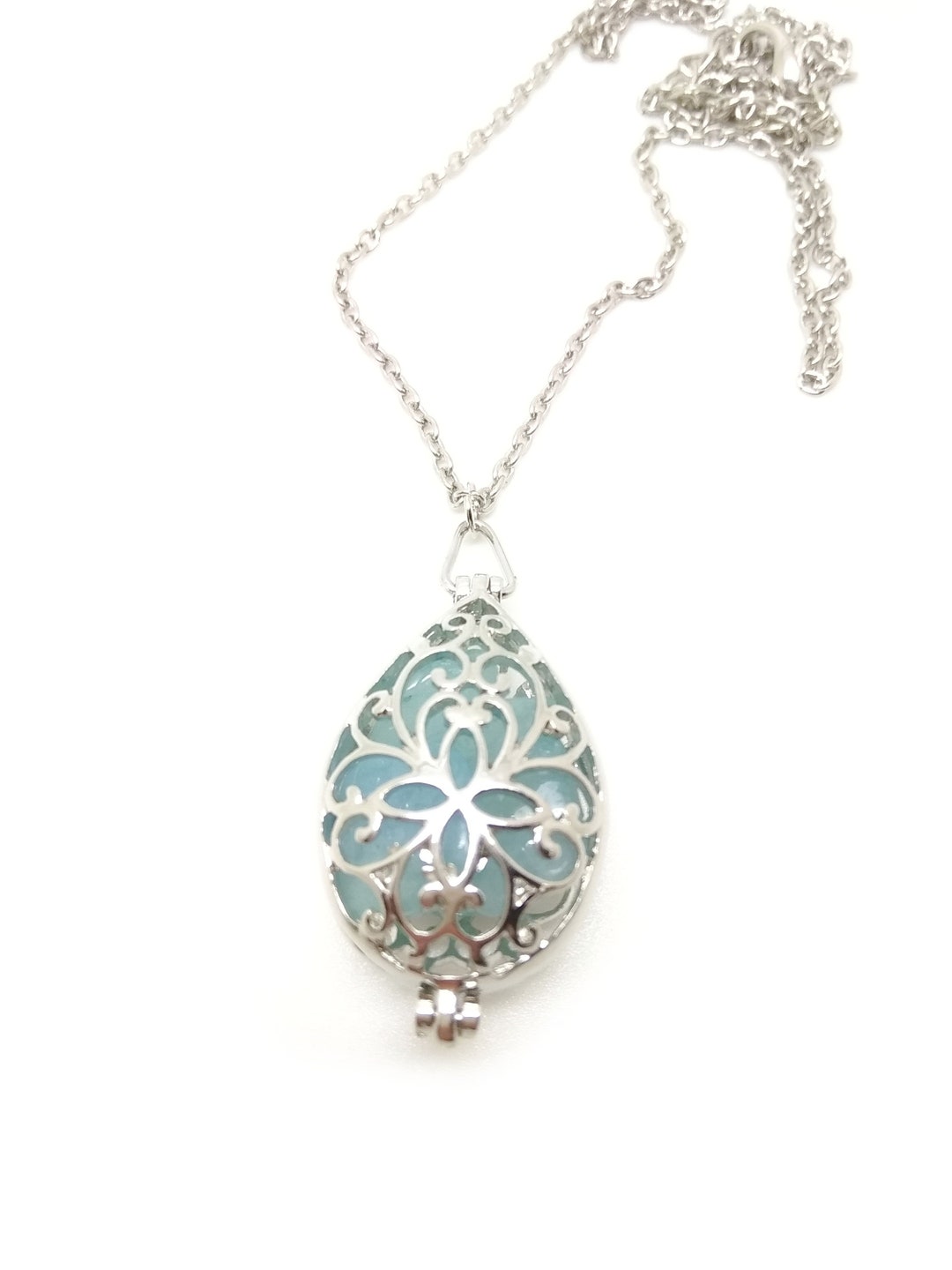 Aquamarine Talisman Amulet - Locket Necklace - Gemstone Medallion ...