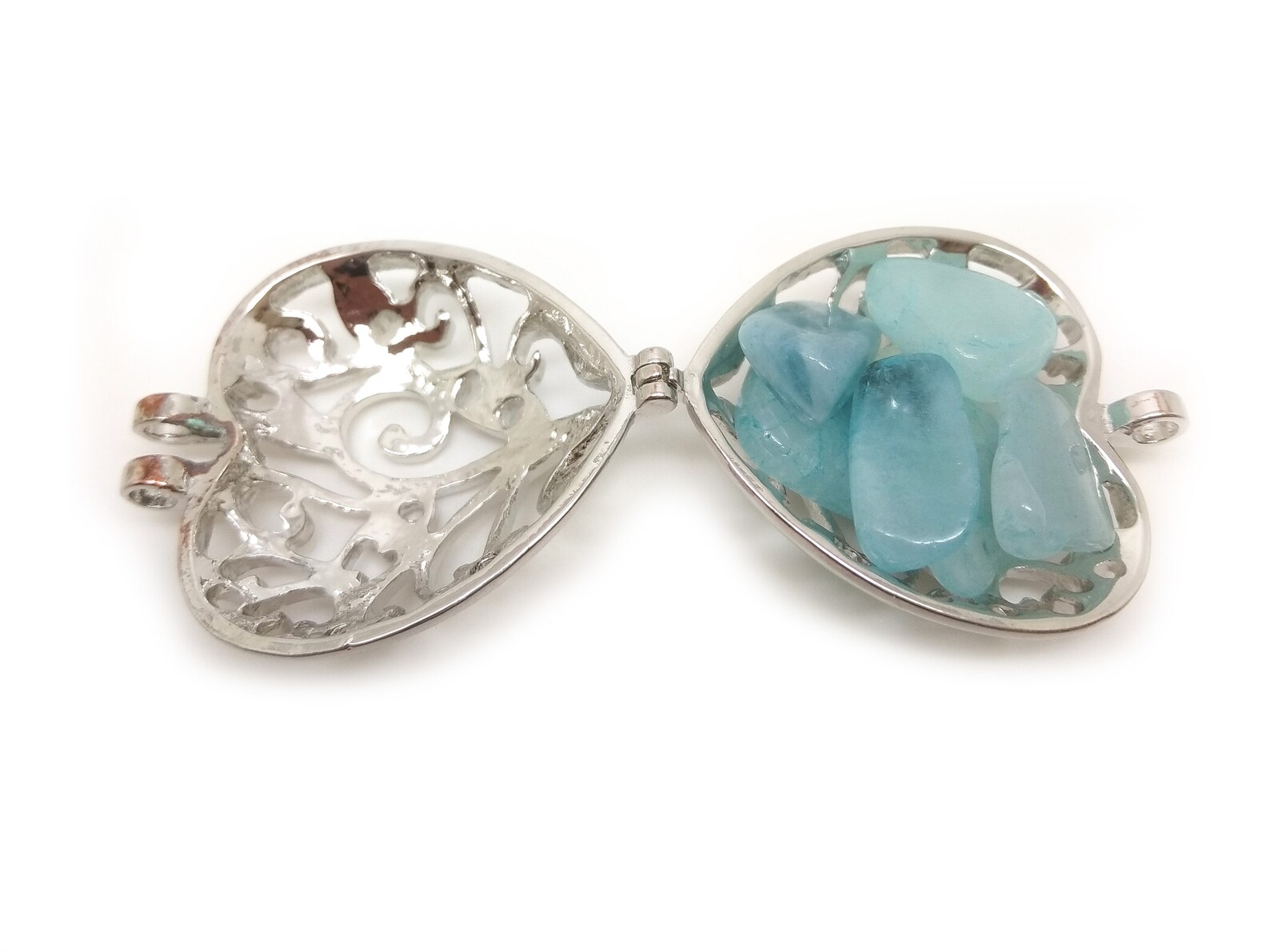 Aquamarine Talisman Amulet - Locket Necklace - Gemstone Medallion ...