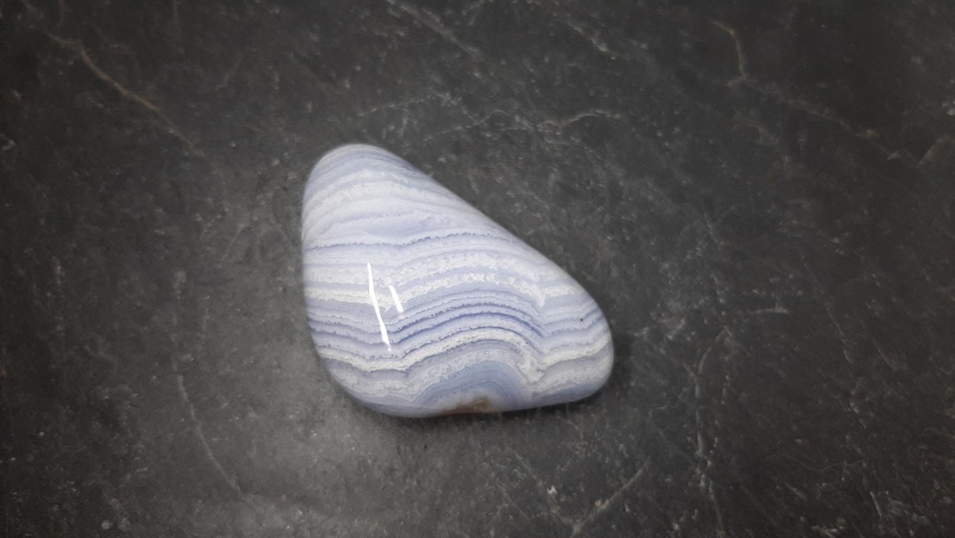 White Bluish Striped Calcedon - Etsy