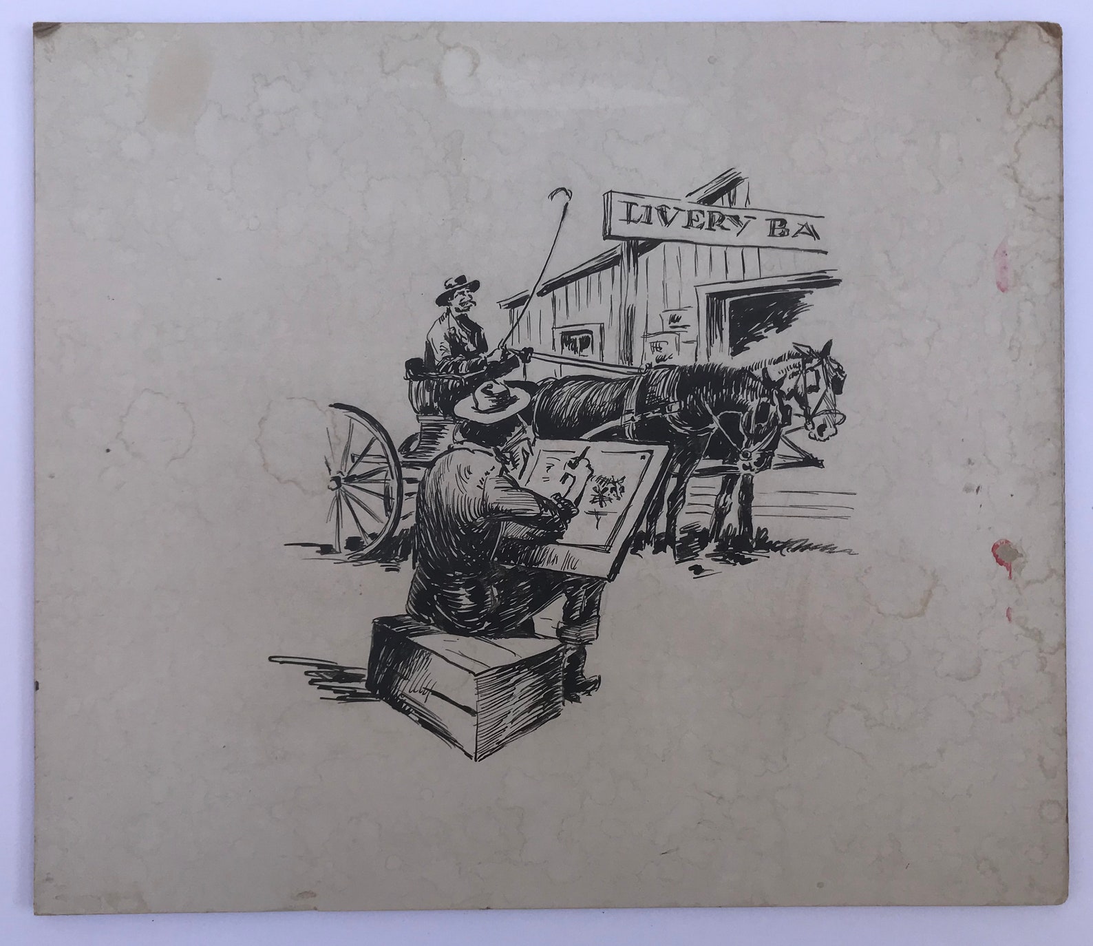 1910s-20s Original American West Ink Drawing - Etsy