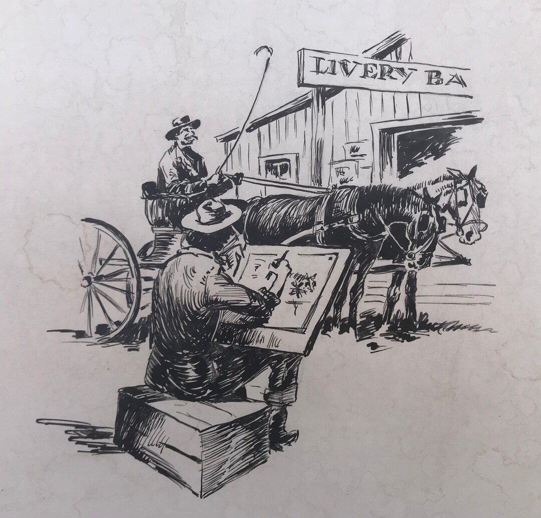 1910s-20s Original American West Ink Drawing - Etsy