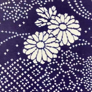 998 - Yukata Fabric - Iris, Mums & River Swirls - Traditional 14" Wide ...
