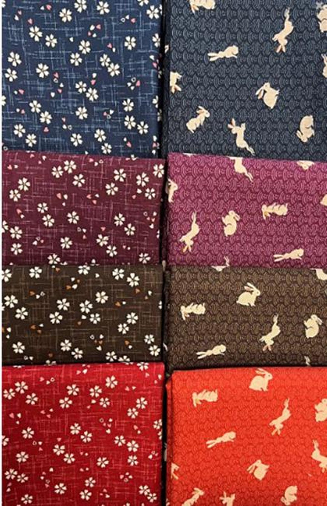 8 FQ Pack - BUNNIES & BLOSSOMS - 8 Fat Quarters - Multi-colors and ...