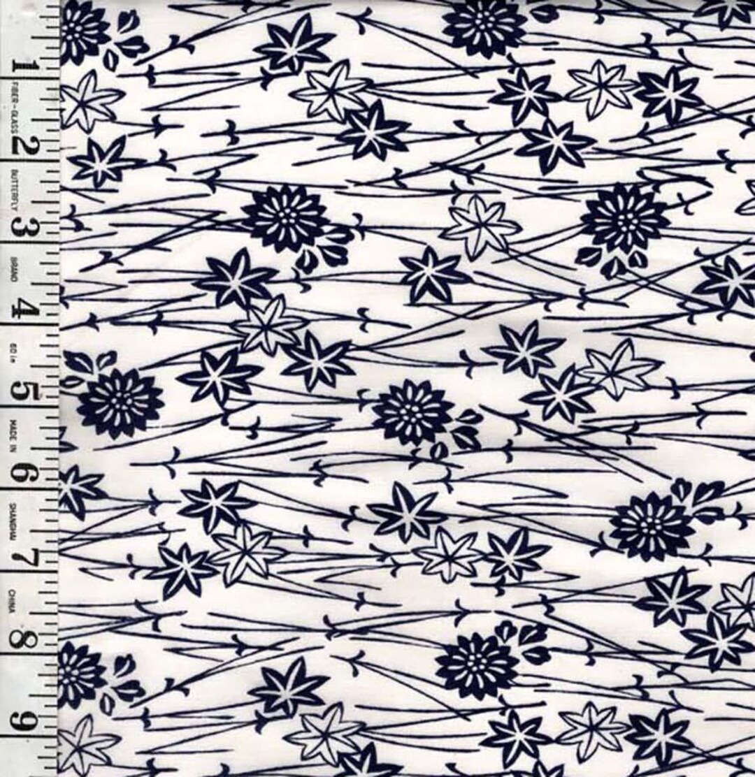 967 - Yukata Fabric - Floating Flowers, Maple Leaves and Twigs ...