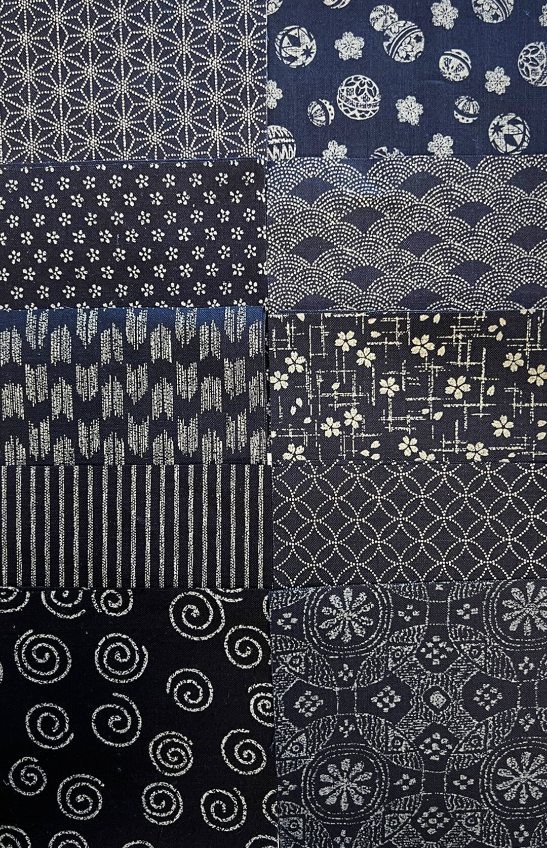 CHARM PACK 4 Japanese Traditional Indigo Fabric Squares 2 Each 10 ...