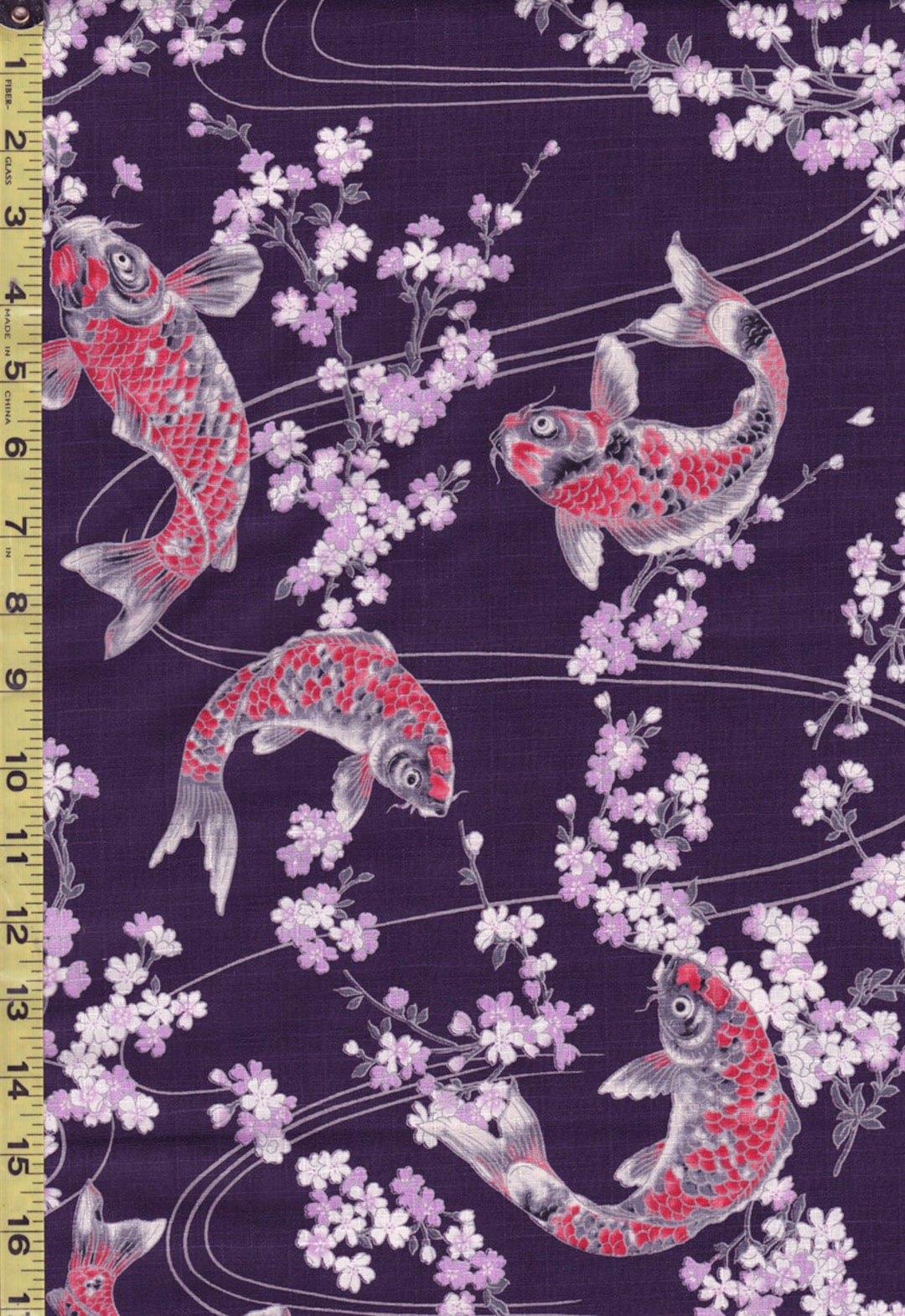 Japanese - Hokkoh Colorful Koi & Cherry Blossoms - Dobby Weave - 1023 ...