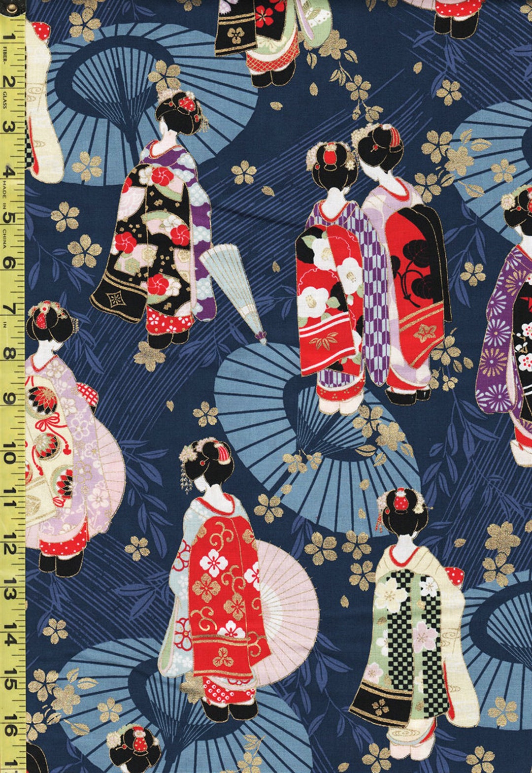Japanese - Cosmo Geisha, Umbrellas & Floating Blossoms - AP35412-D ...
