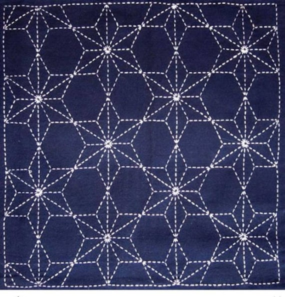 210 Navy Sashiko Pre-printed Sampler Tobi Asa-no-ha | Etsy