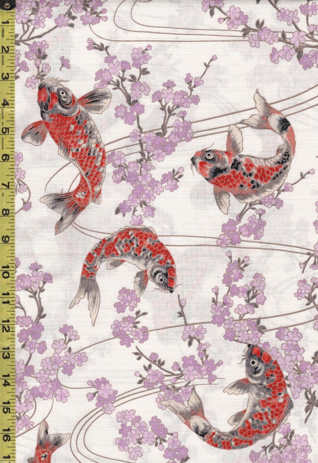 Japanese - Hokkoh Colorful Koi & Cherry Blossoms - Dobby Weave - 1023 ...