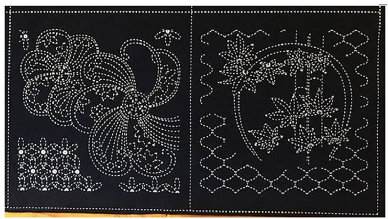 HM-23A Sashiko Craft Cloth Bamboo & Floral Pinwheel | Etsy