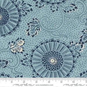 Japanese - Moda Indigo Blooming - Stylized Mums & Dotted Vines - 48090 ...