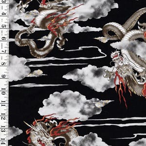 Japanese - Cosmo Fiery Dragons in the Clouds - SP3700-1E - Black - by ...