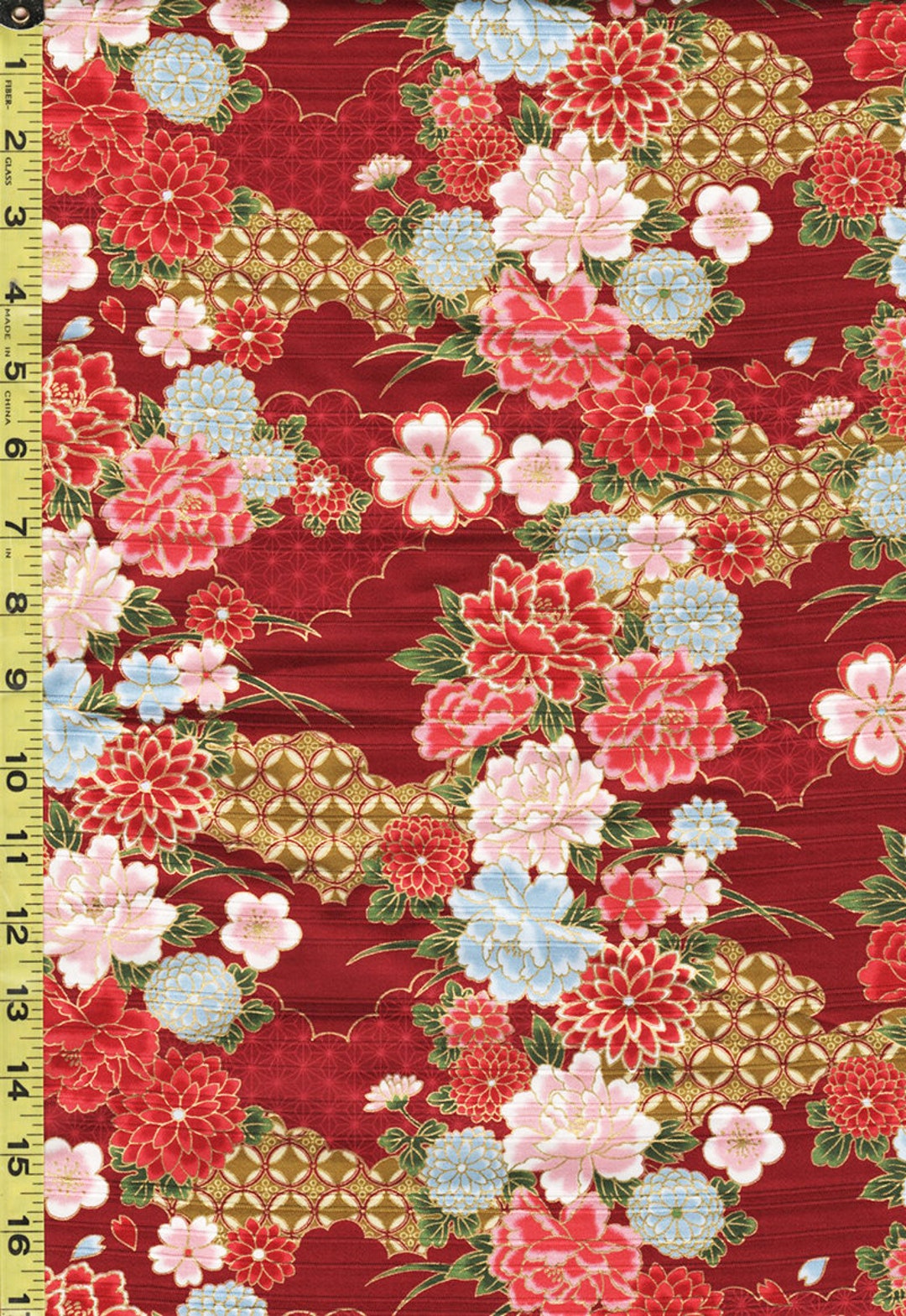 Japanese - Cosmo Floral Clouds & Seven Treasures - AP21902-2C - Red ...