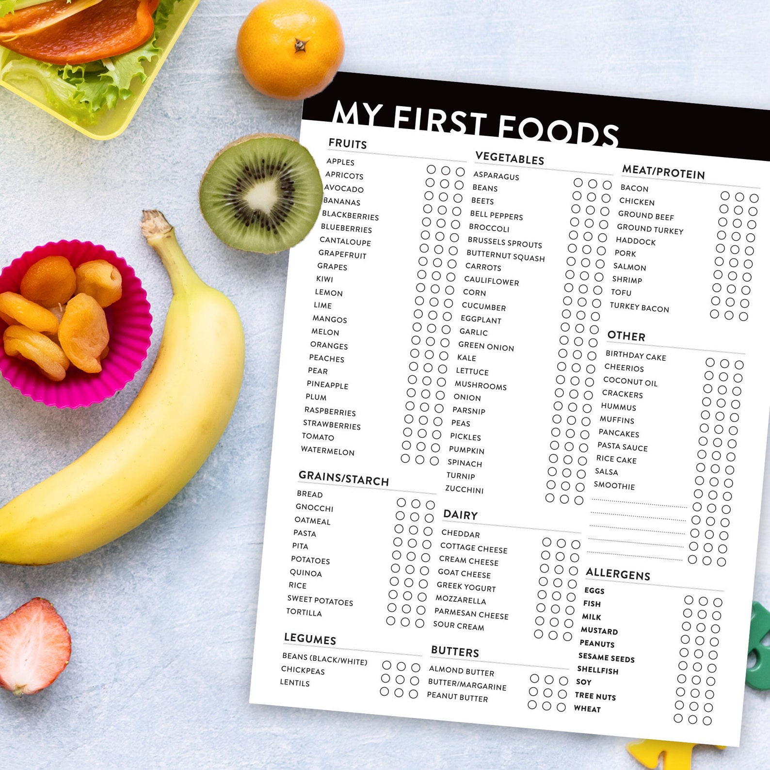 My FIRST FOODS - Baby First Foods - Little Ones Food Tracker ...