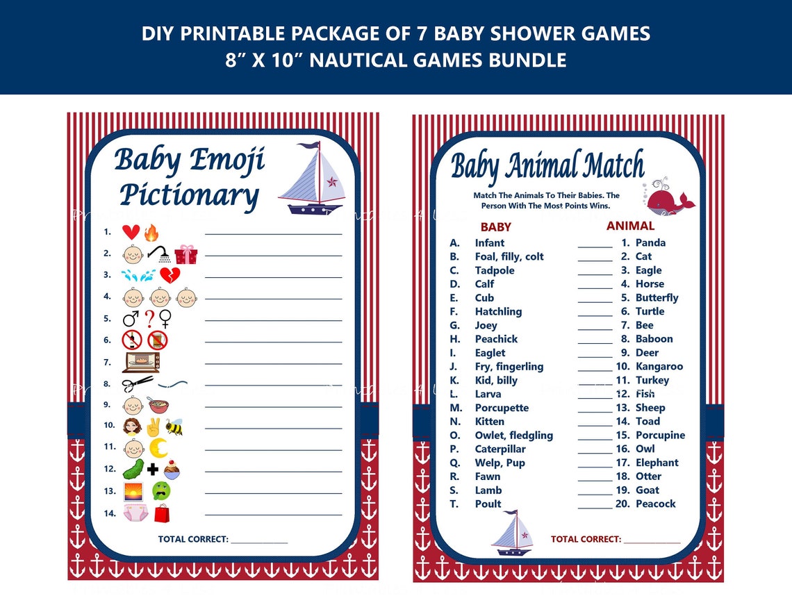 Nautical Baby Shower Game Printable Nautical Game DIY | Etsy