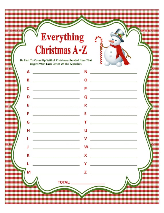 Christmas A Z Printable Christmas Game Christmas Party Game Etsy Christmas A Z Printable Christmas Game Christmas Party Game Etsy