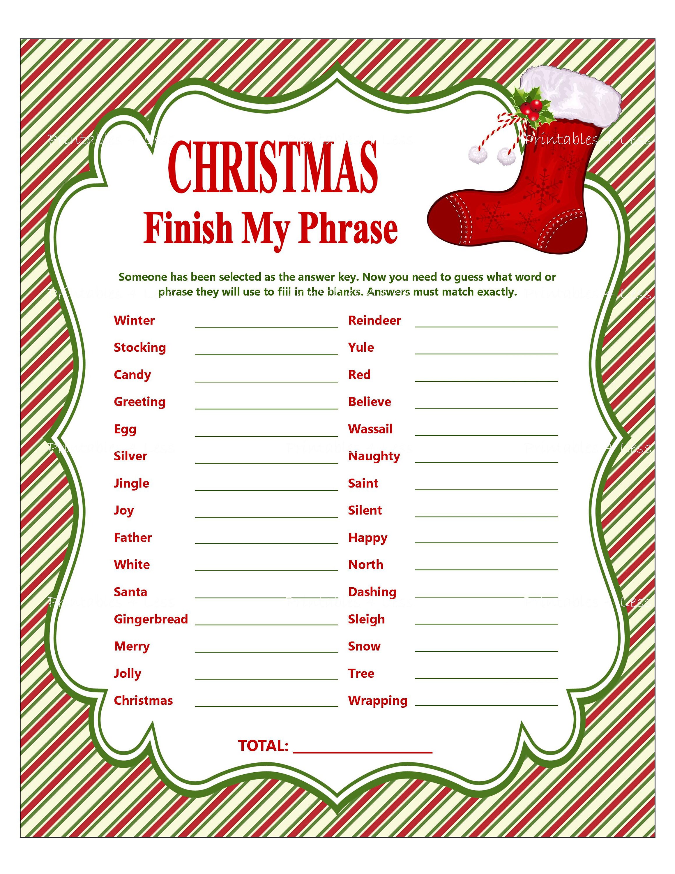 Christmas Finish My Phrase Printable Christmas Party Game Etsy Christmas Finish My Phrase Printable Christmas Party Game Etsy