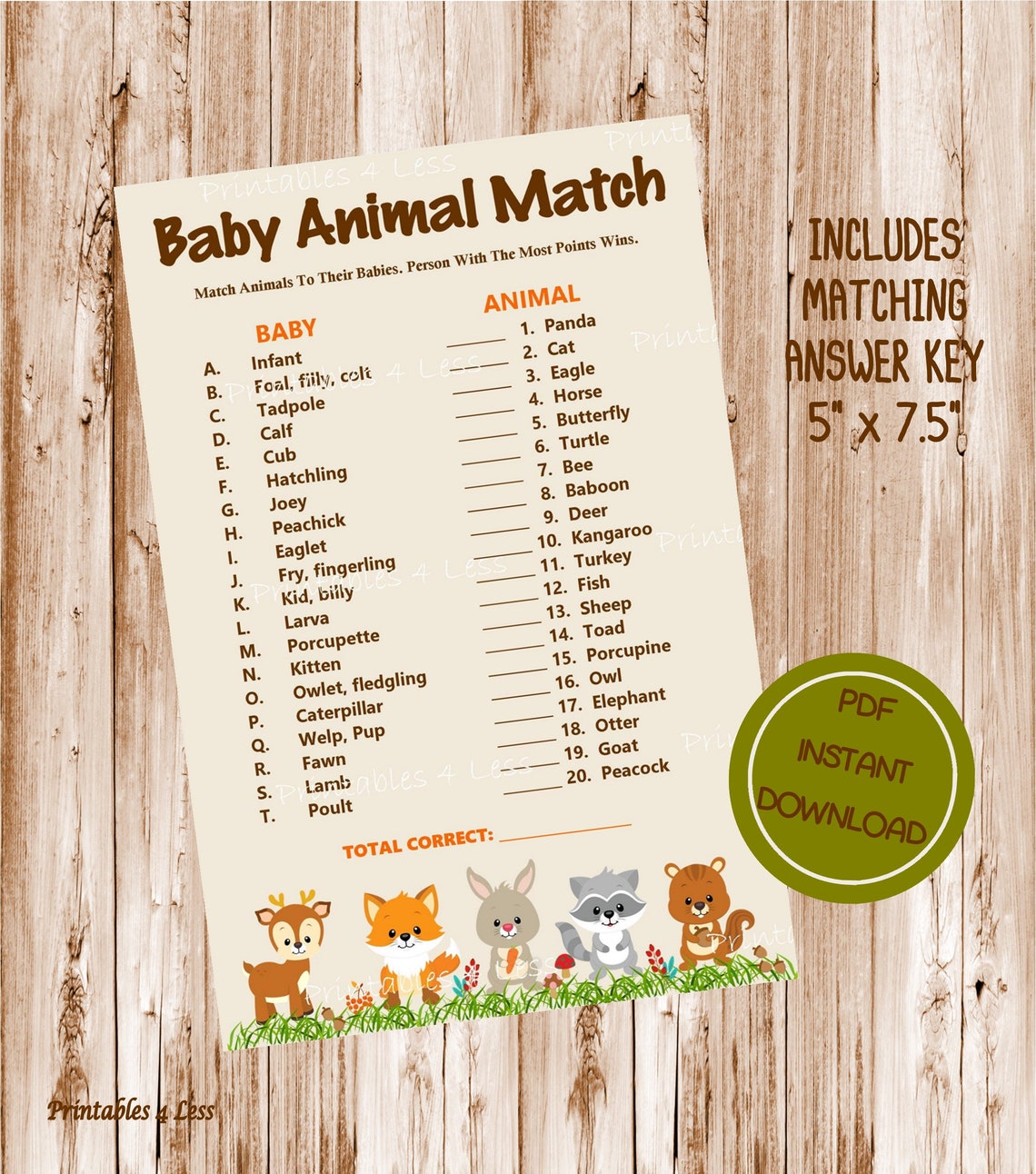 Woodland Baby Animal Match Baby Animals Name Game Printable | Etsy Woodland Baby Animal Match Baby Animals Name Game Printable | Etsy