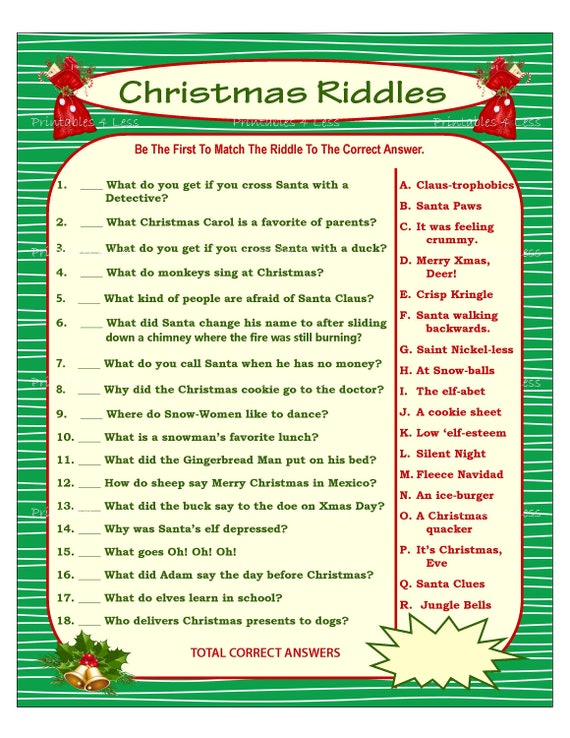 Christmas Riddle Game DIY Holiday Party Game Printable Etsy Christmas Riddle Game DIY Holiday Party Game Printable Etsy