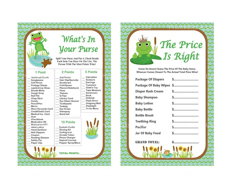 Frog Baby Shower Games DIY Frog Games Printable Frog Baby | Etsy