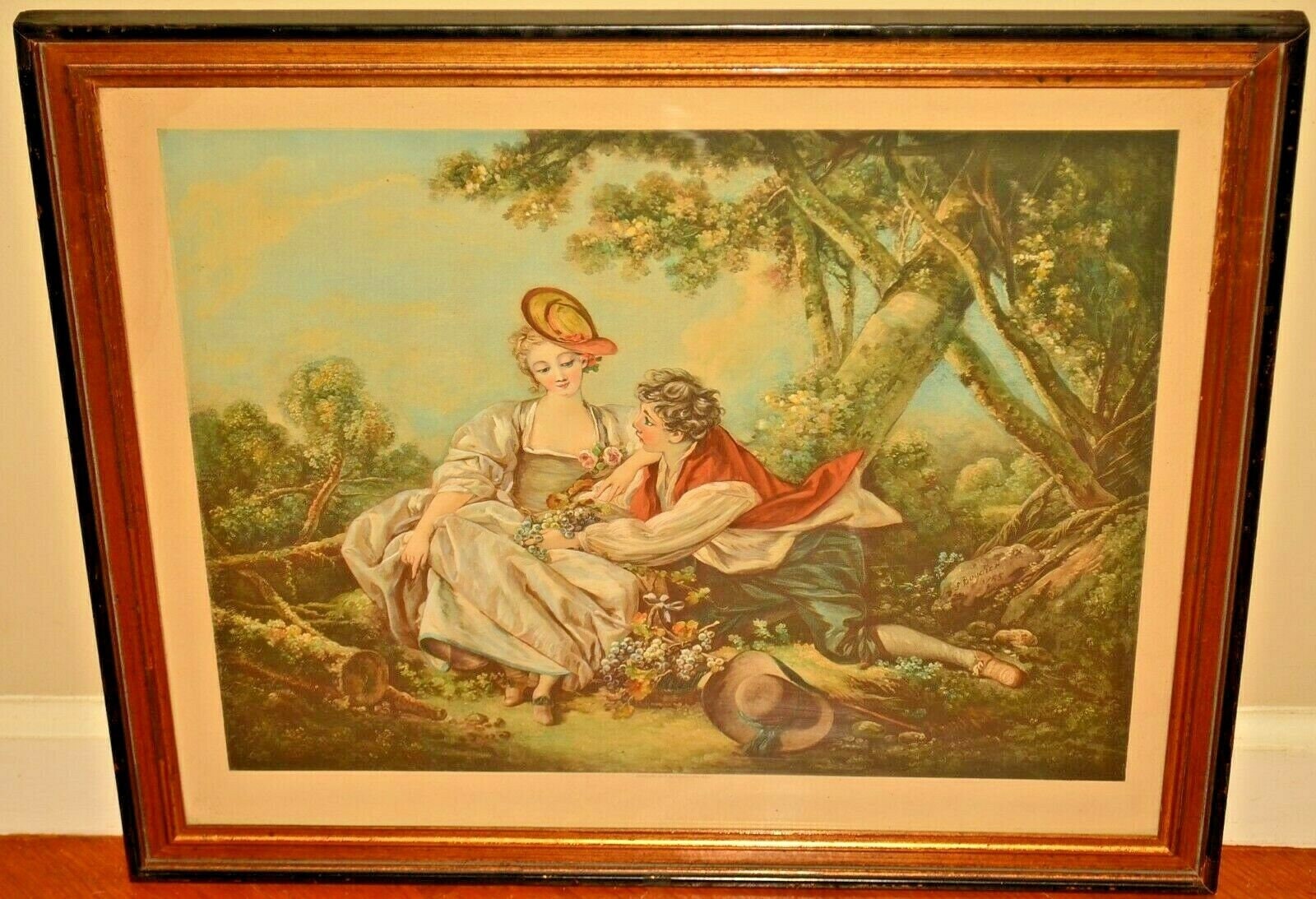 FRANCOIS BOUCHER Antique Original Autumn Classical Romantic Lovers ...