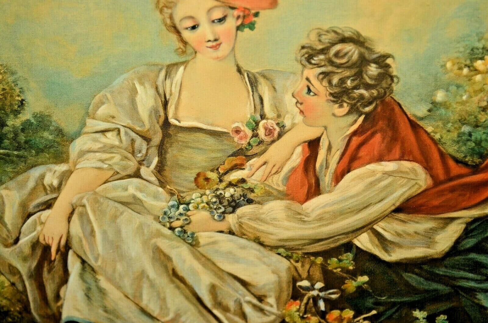 FRANCOIS BOUCHER Antique Original Autumn Classical Romantic Lovers ...