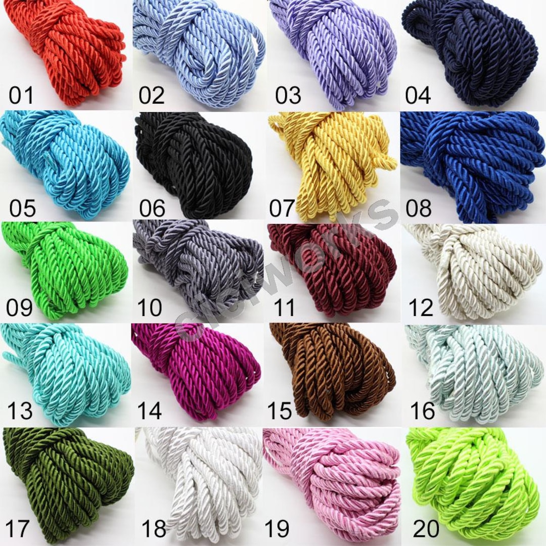 U Pick! 10yds 5mm Decorative Twisted Satin Polyester Twine Cord Rope ...