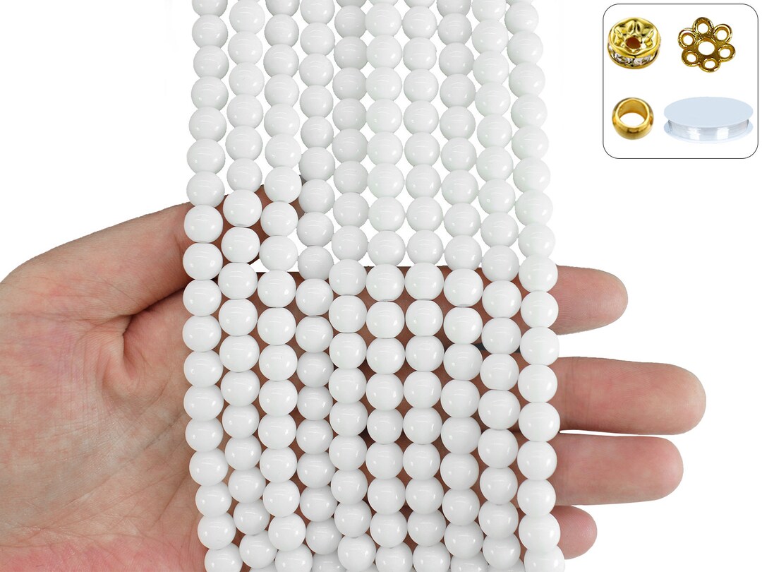 White Glass Beads Set, DIY Jewelry Making Supplies - Etsy