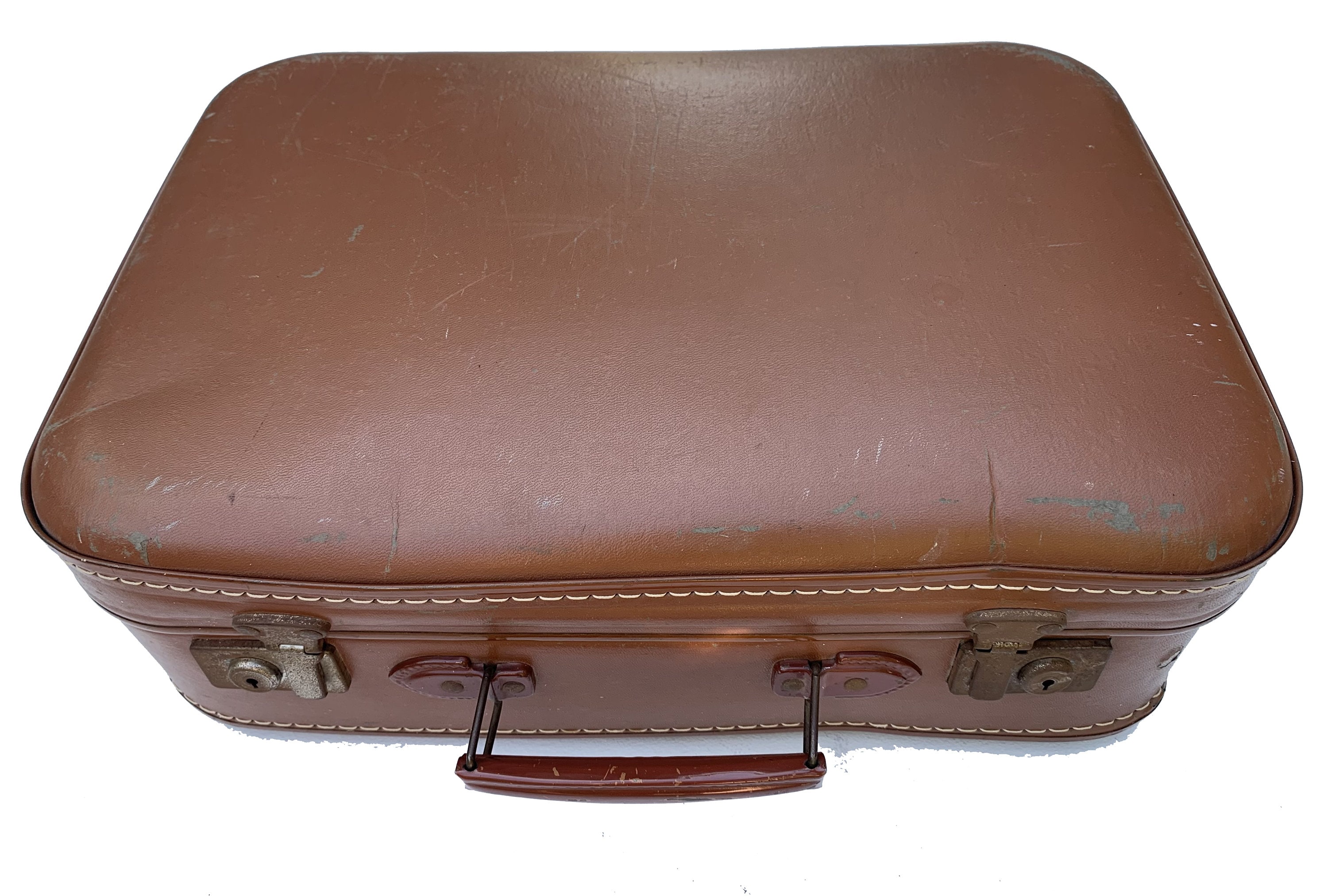 Valise Marron En Fibre Vulcanisée Des Années 60 Style Vintage Français ...