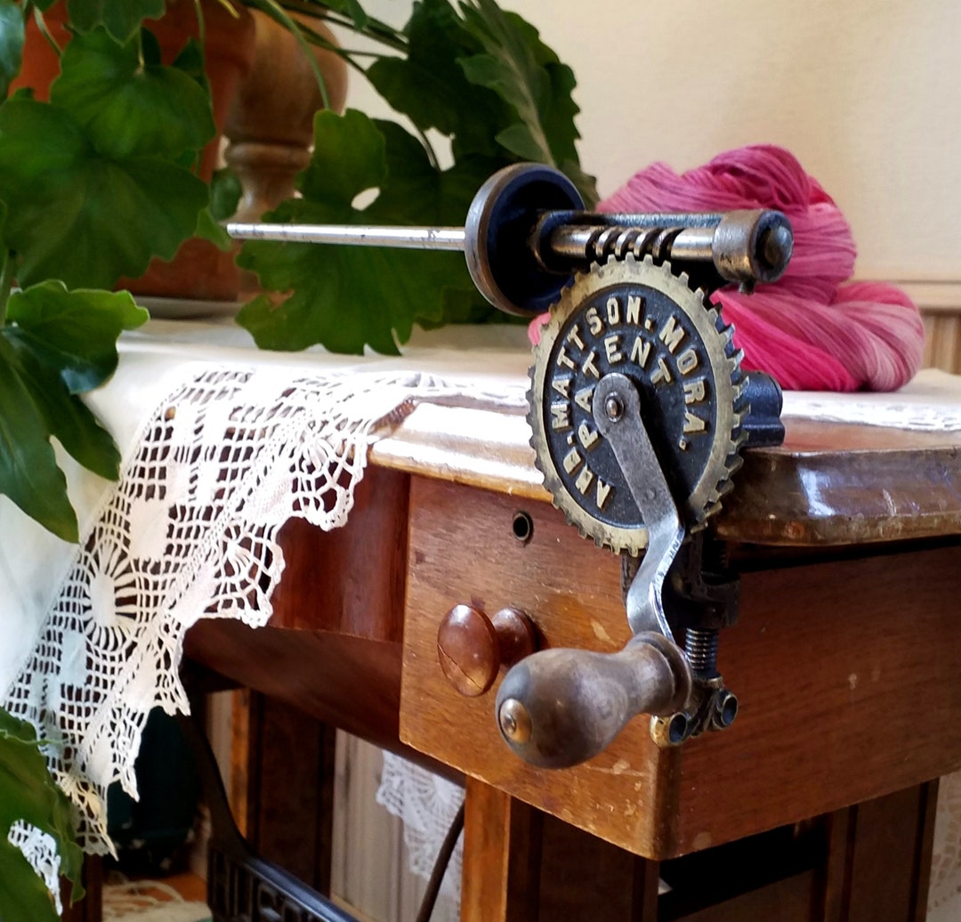Vintage Patented Spool Machine, Mechanical Weaving Tool, Hand Driven ...