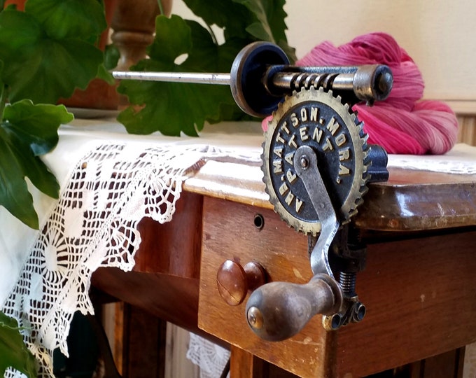 Vintage Patented Spool Machine, Mechanical Weaving Tool, Hand Driven ...