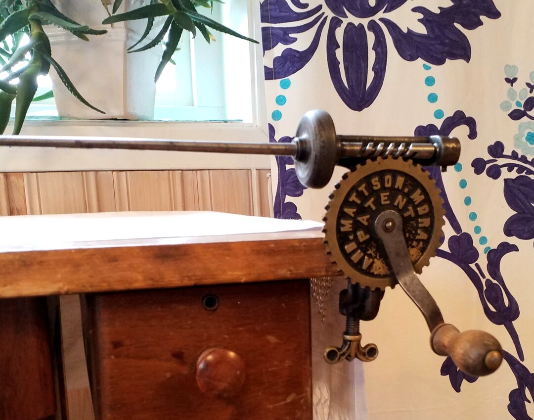 Vintage Patented Spool Machine, Mechanical Weaving Tool, Hand Driven ...