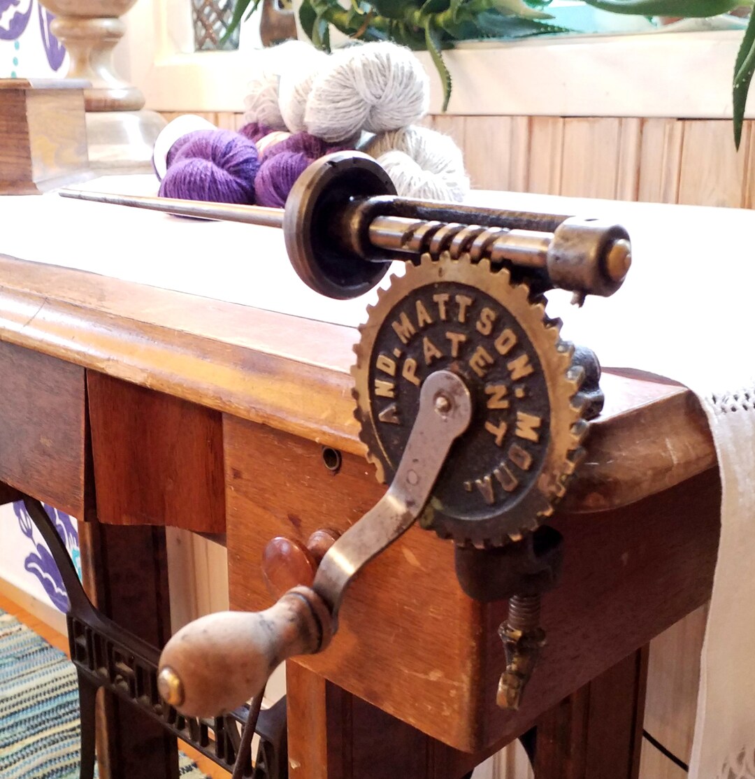 Vintage Patented Spool Machine, Mechanical Weaving Tool, Hand Driven ...