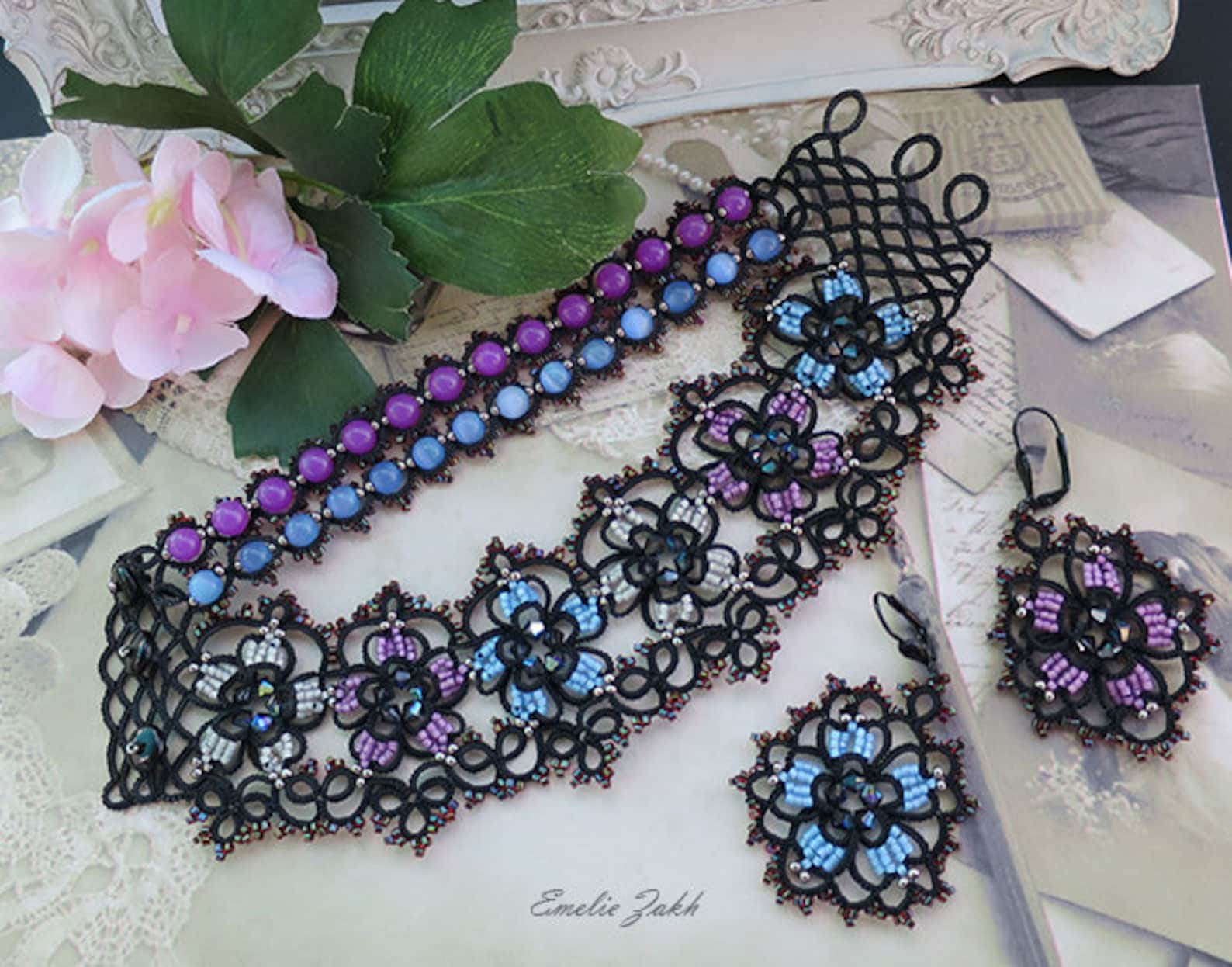 Tatting Tutorial Jewelry Frivolite Pattern Bracelet Earrings Necklace ...