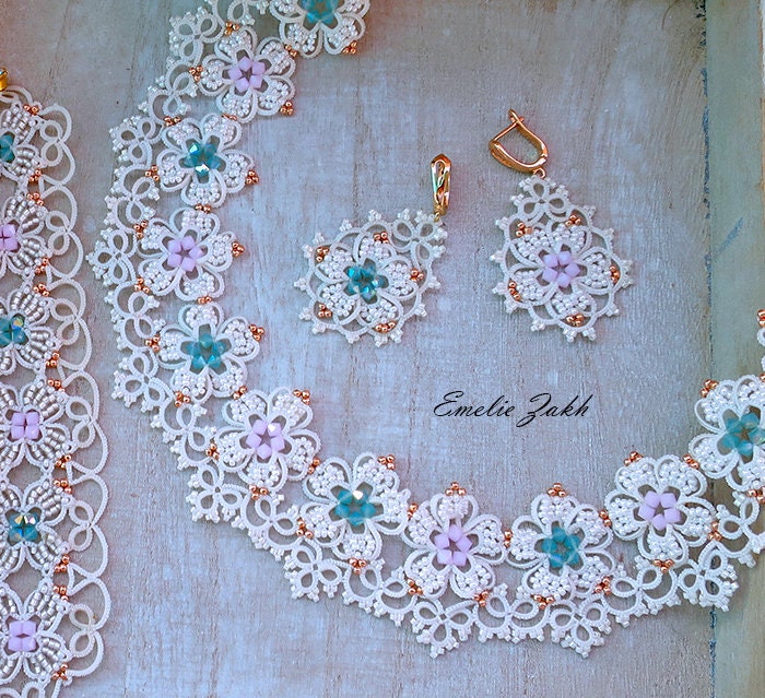 Tatting Tutorial Jewelry Frivolite Pattern Bracelet Earrings Necklace ...