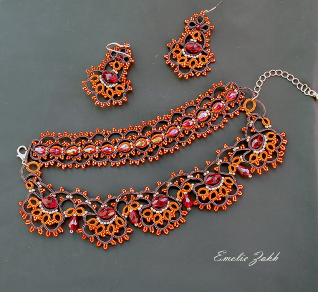 Lace Tatting Kit Bracelet Earring Frivolite Filigree Jewelry Beaded ...