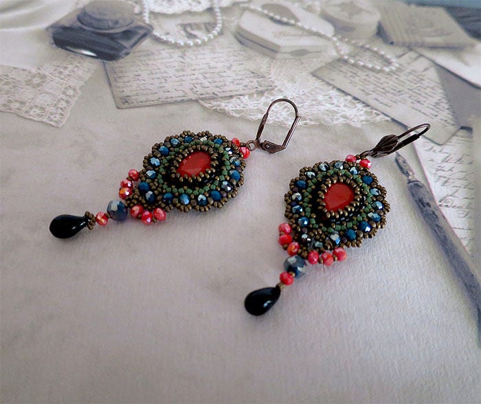 Pattern Beaded Earrings Tutorial Beading Jewelry Chandelier Crystal ...