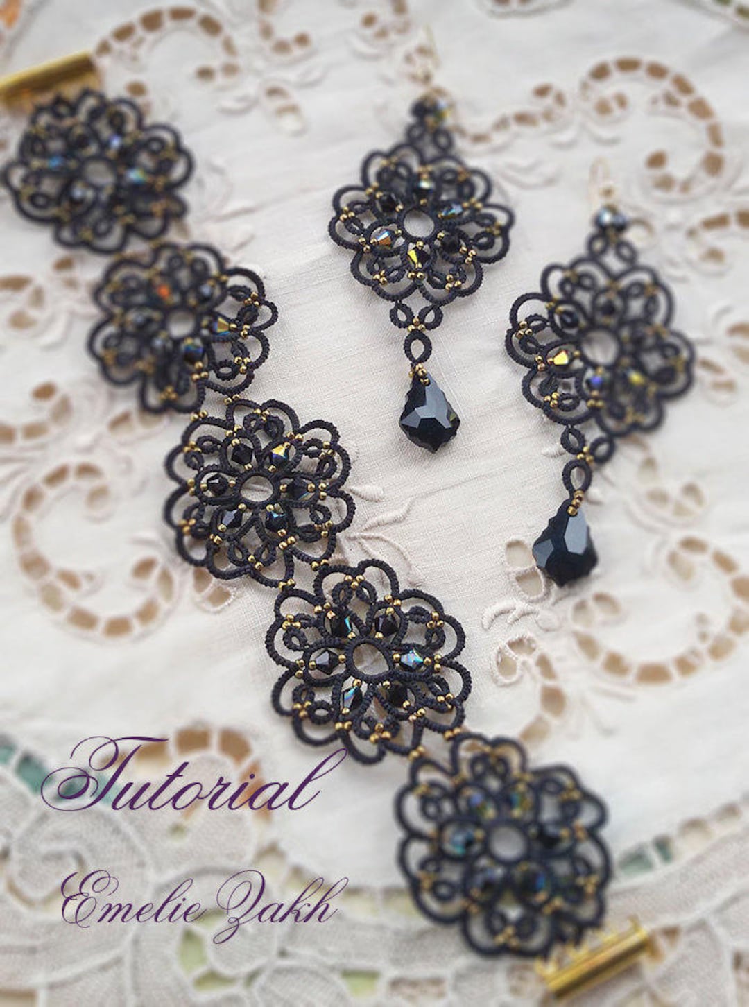Black Lace Tatting Jewelry Tutorial: Tamara Set (PDF Pattern) - Etsy
