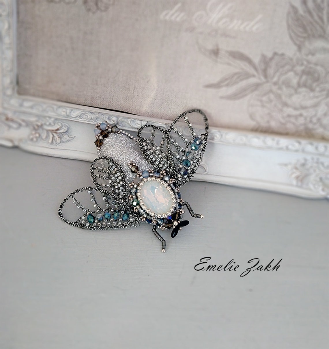 Beetle Gray Silver Insect Brooch Pin Beetle With Beaded Wings - Etsy