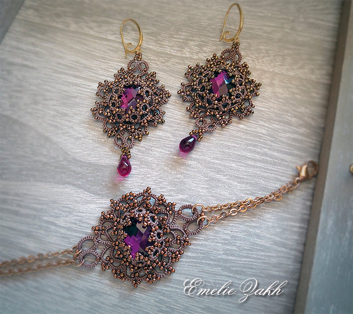 Frivolite Lace Jewelry Tatting Pattern Lina Set Earrings - Etsy Canada