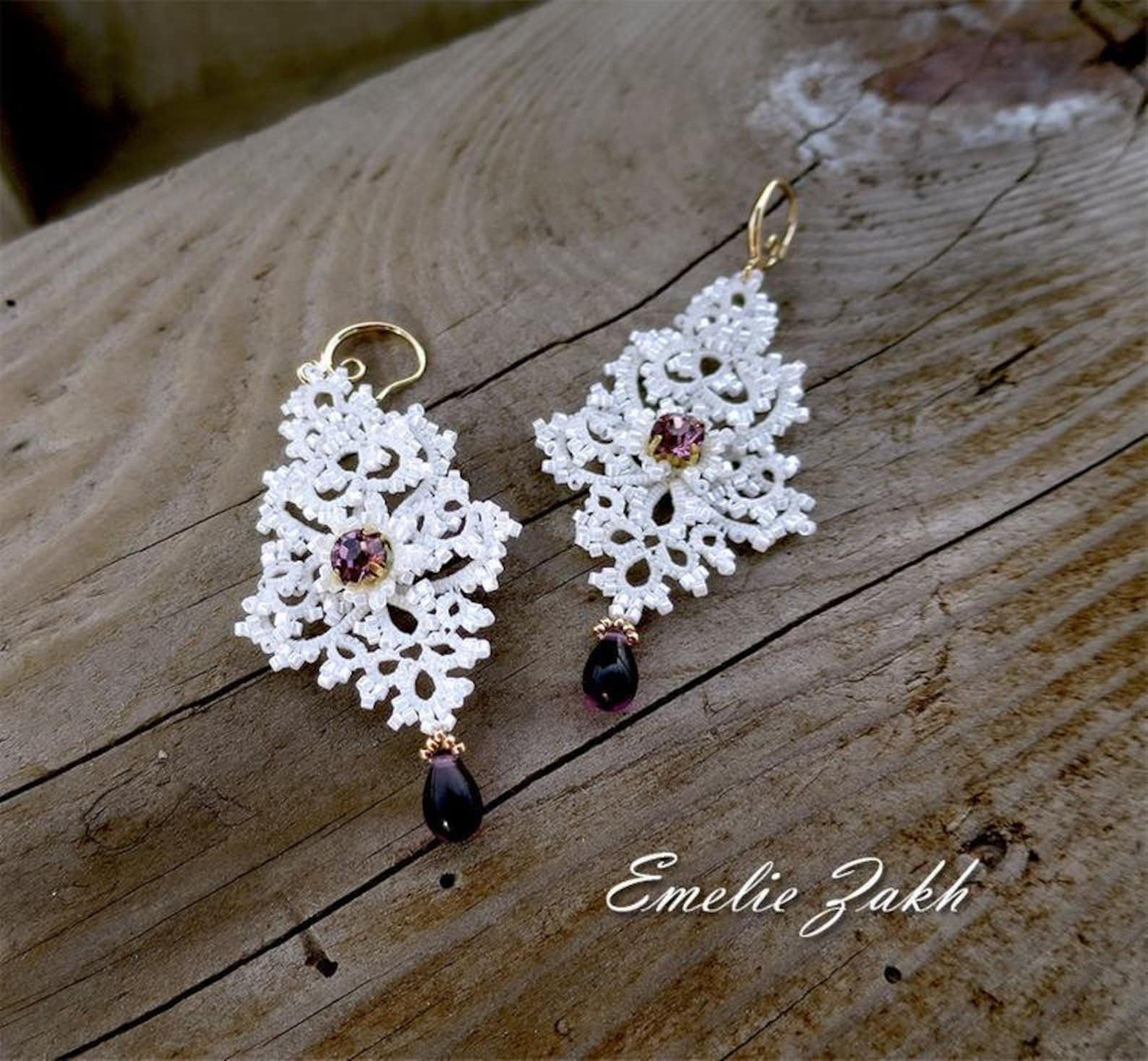 Tatting Lace Earrings Pattern, Frivolite Jewelry Tutorial (PDF File) - Etsy