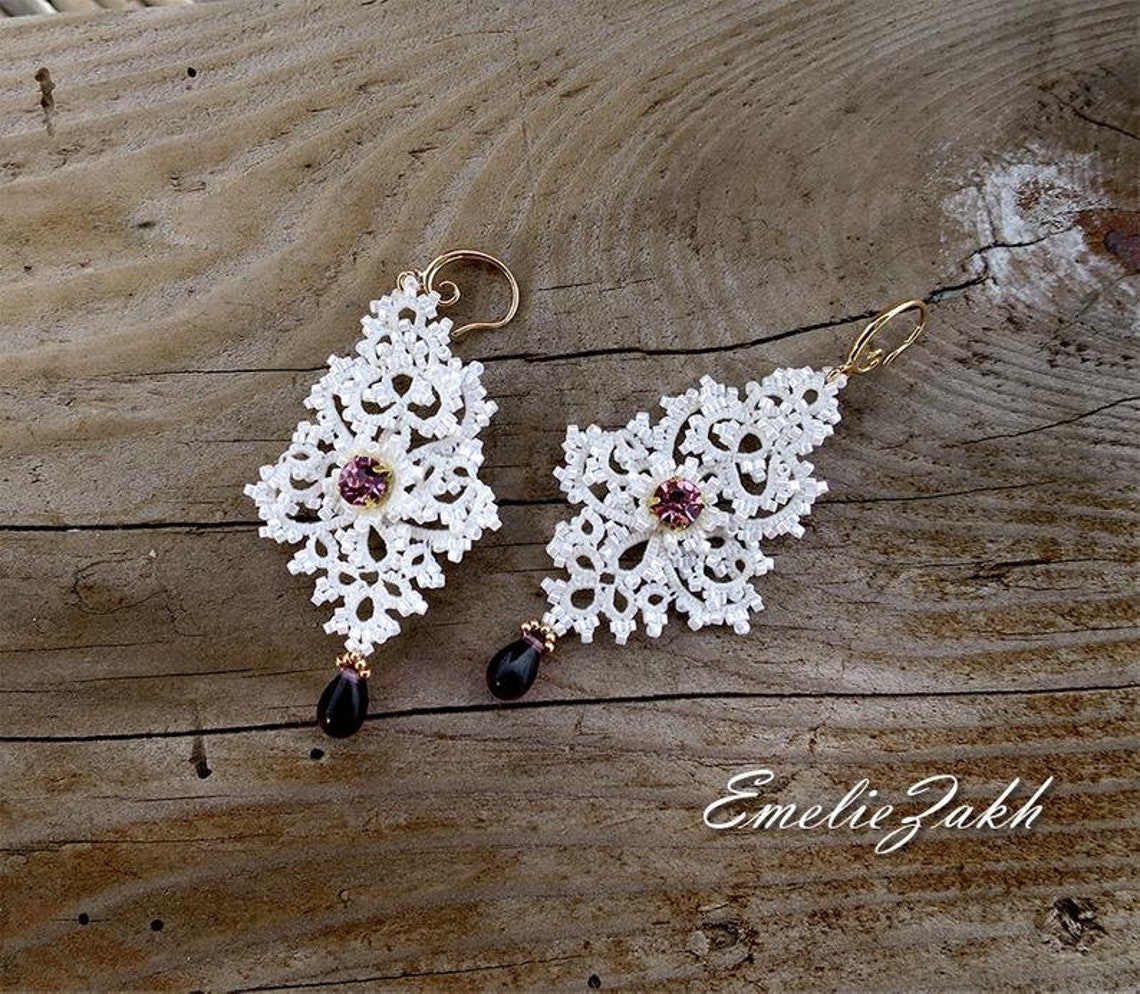 Tatting Lace Earrings Pattern, Frivolite Jewelry Tutorial (PDF File) - Etsy