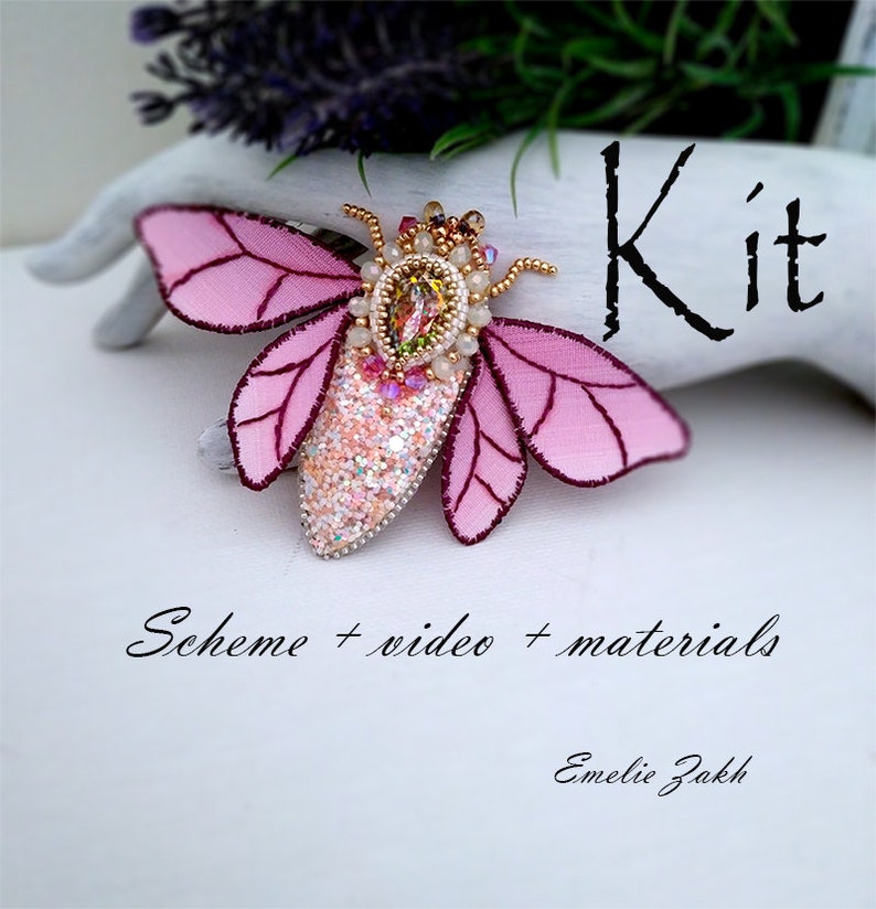 Tutorial Beetle Pink Insect Brooch Pin Beetle With Beaded Patternwings ...