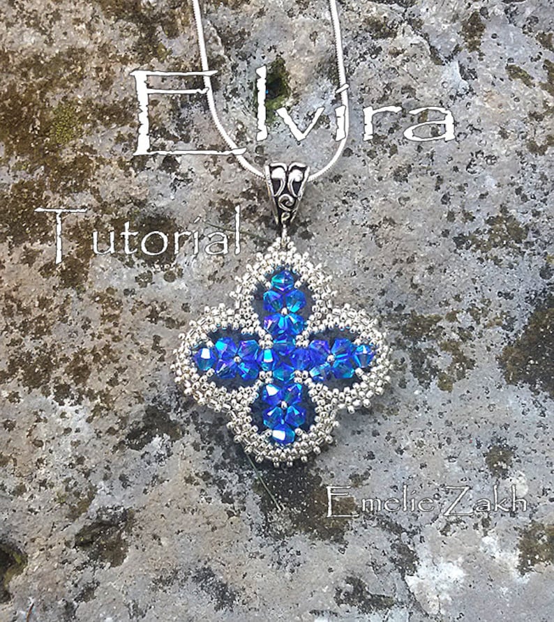 Blue Pendant Cross Beading Tutorial Beaded Pattern Pendant - Etsy