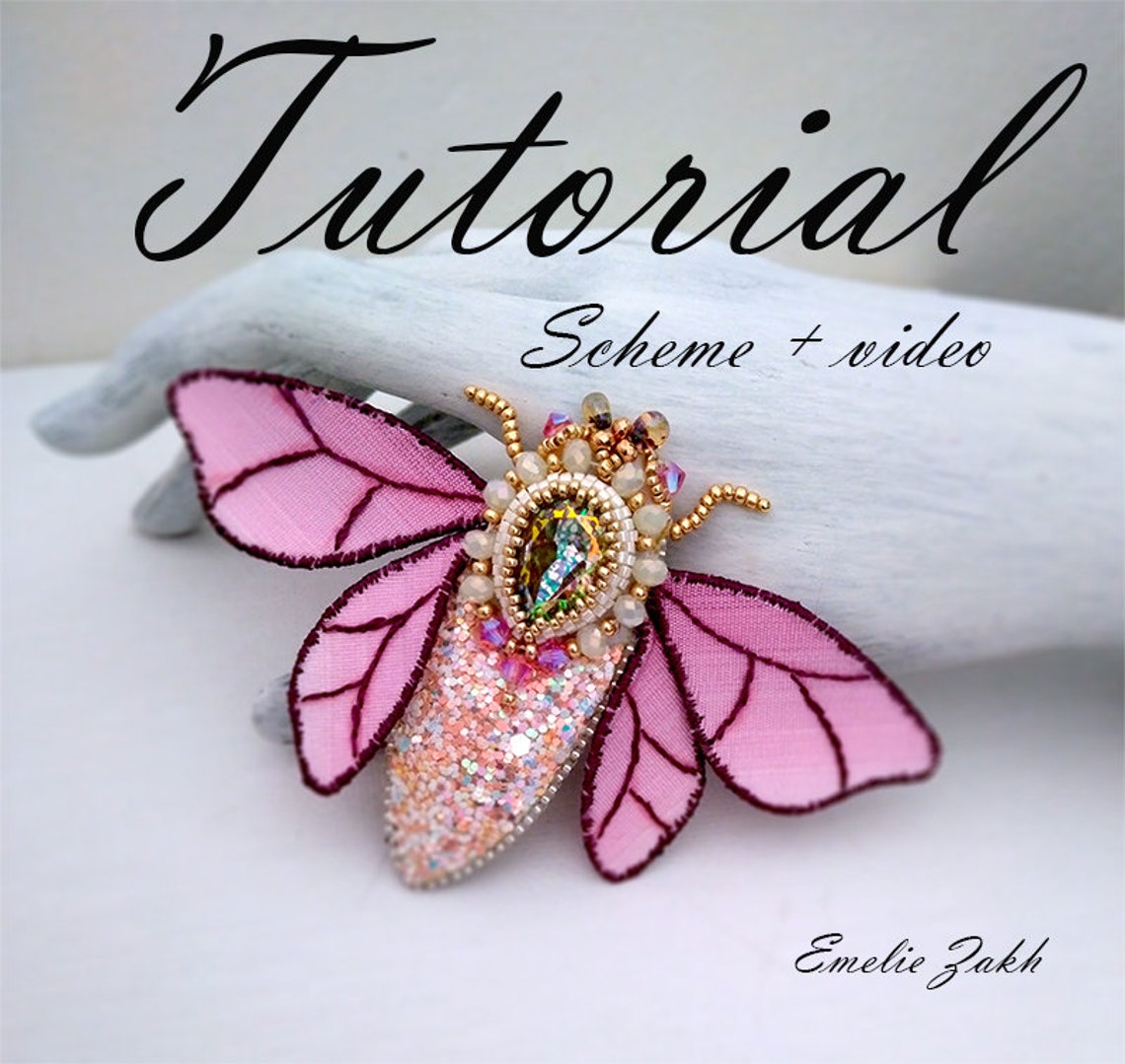 Tutorial Beetle Pink Insect Brooch Pin Beetle With Beaded | Etsy